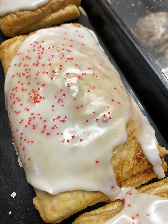 Raspberry Pop Tart's glamorous cousin has arrived! This flaky, frosted beauty is what breakfast pastries aspire to be when they grow up.