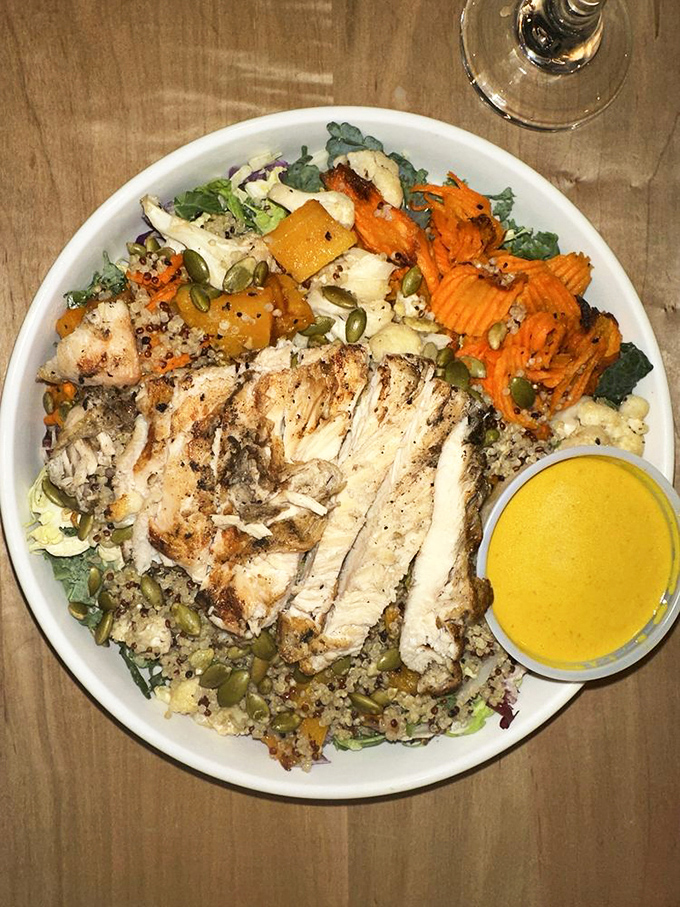 A vibrant harvest bowl that proves seafood isn't the only star in this kitchen &ndash; fresh, colorful, and beautifully composed. Photo credit: Ashley S.