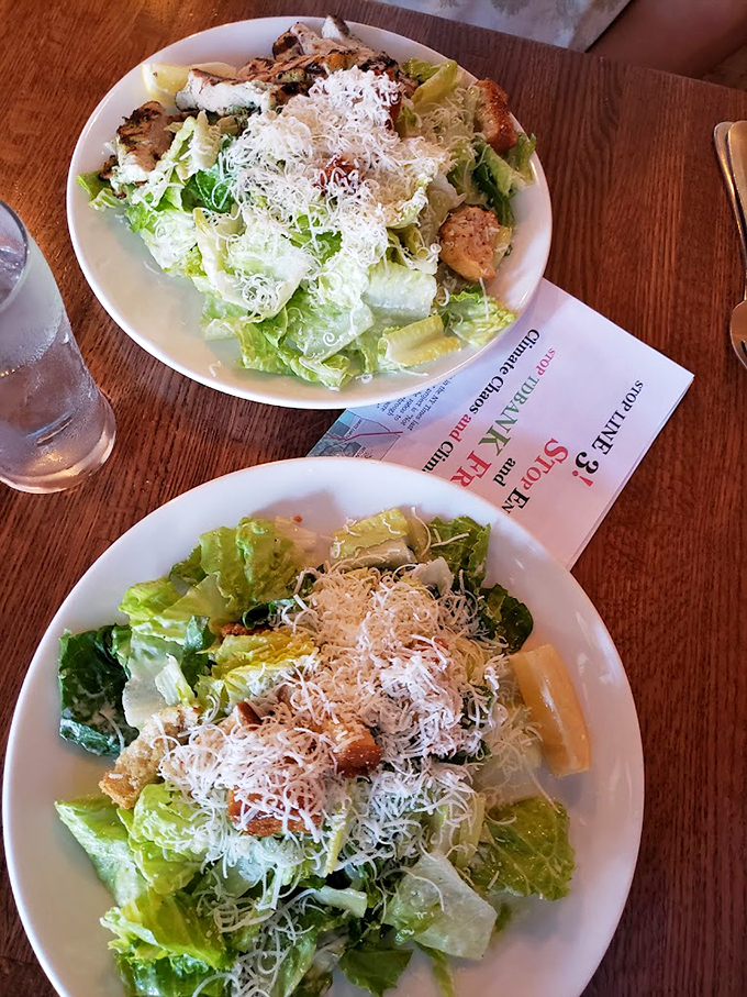 Fresh, crisp Caesar salads topped with a snowfall of Parmesan - because sometimes you need to balance out all that poutine.