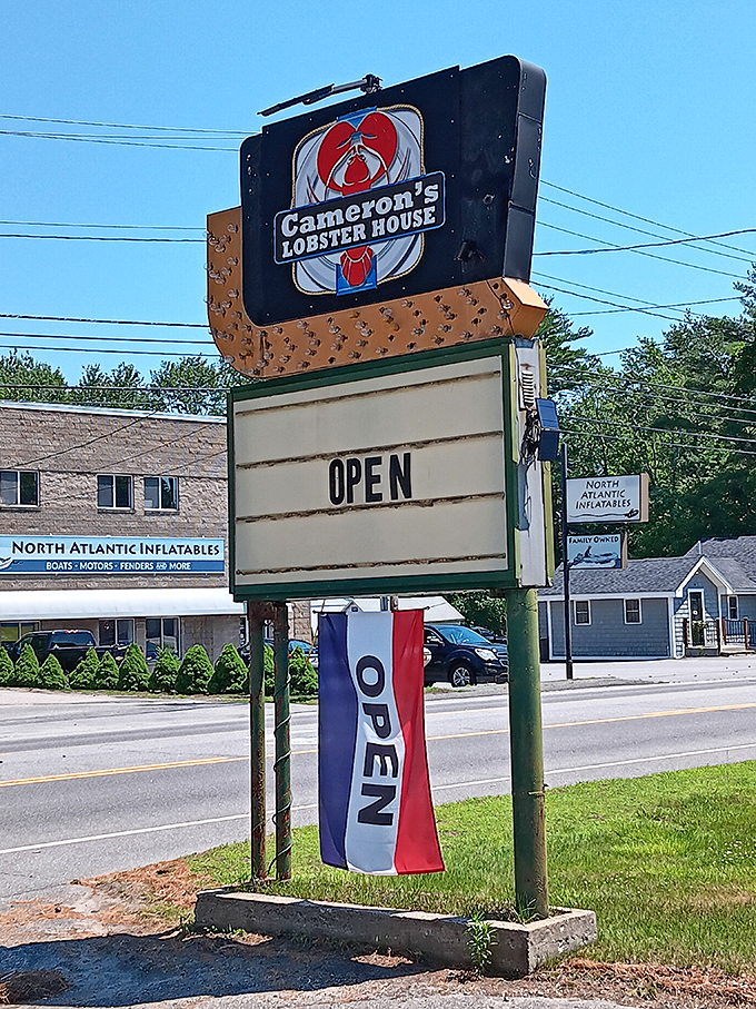 The beacon of seafood salvation! This sign is basically a lighthouse guiding hungry souls to deliciousness.