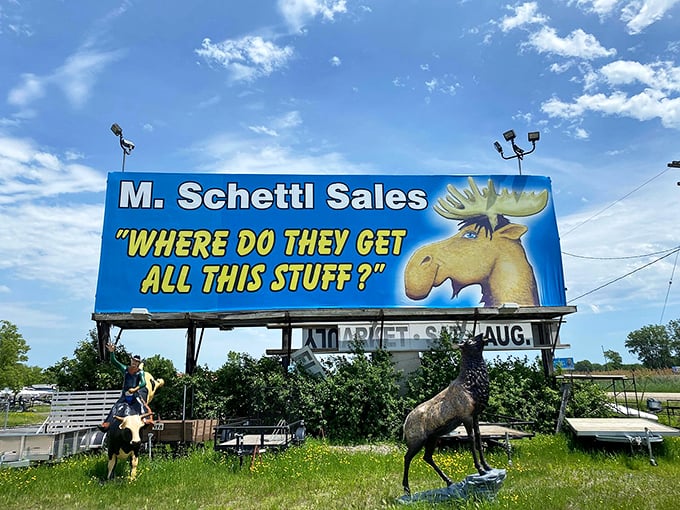The age-old question answered! M Schettl Sales: Where do they get all this stuff? Apparently, from the same place unicorns shop for antlers.