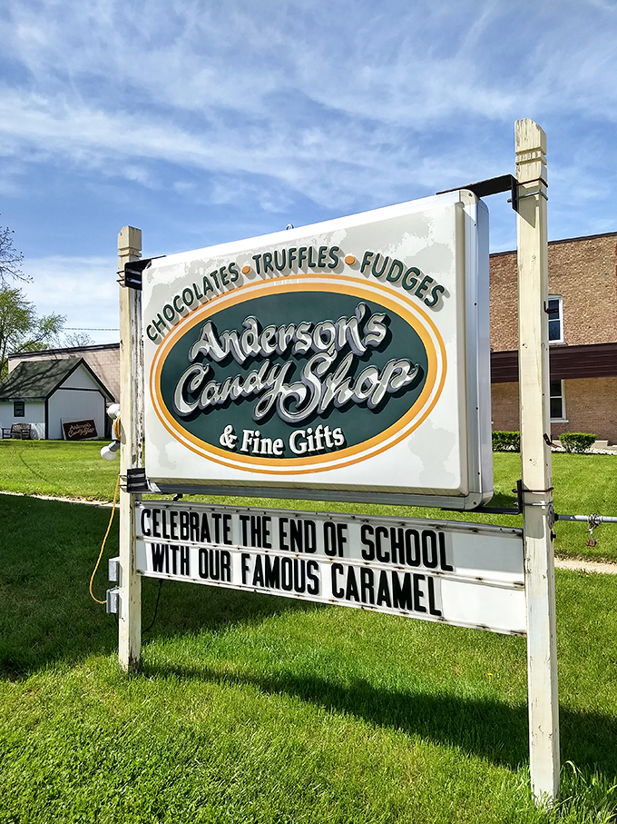The sweetest welcome sign in town! Anderson's is ready to cure your end-of-school blues with a caramel prescription. Doctor's orders!