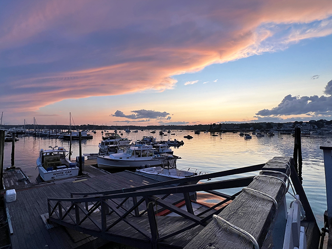 A view that's better than any screensaver. As the sun dips below the horizon, even the boats seem to sigh contentedly after a day well-spent.