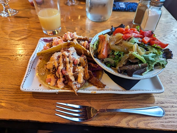 These tacos might have Mexican roots, but with fresh local seafood and creative toppings, they're pure Down East innovation. Photo credit: Tim