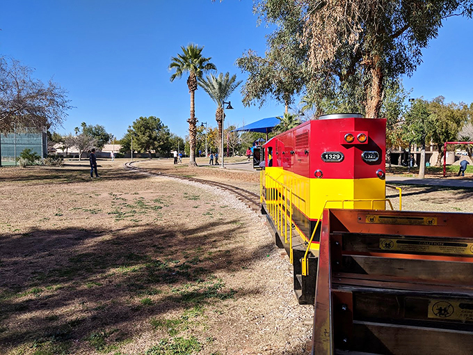 Where the little engine that could meet Arizona sunshine. This track is the yellow brick road of Chandler, leading to family fun instead of Oz. Photo credit: Joe Ercoli