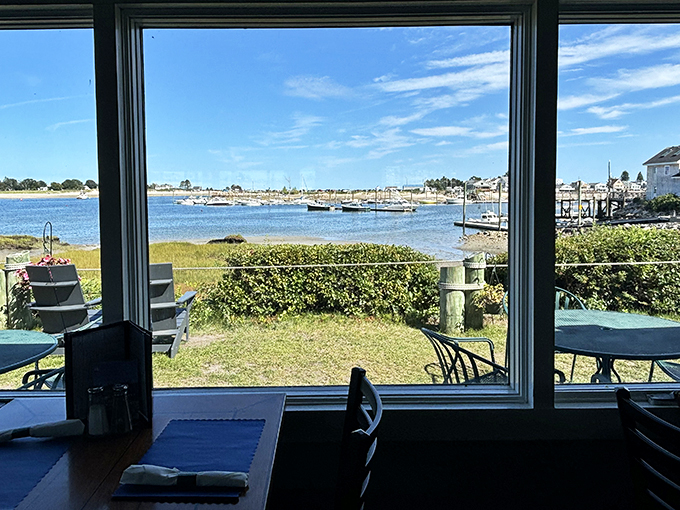 Dinner with a side of pure Maine magic! This window view is the perfect pairing for any meal. Who needs TV when you've got this?