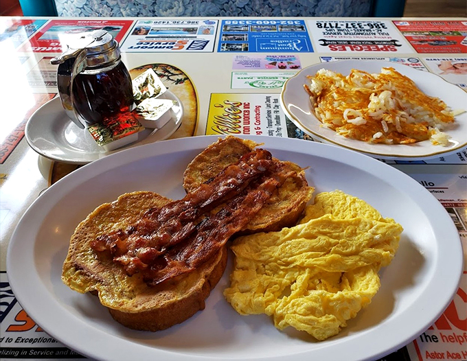 Bacon crisper than a fall morning and eggs sunnier than Florida itself. Breakfast doesn't get much better than this!