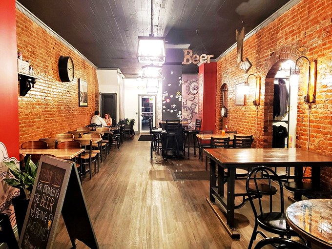 Exposed brick, warm lighting, and the promise of great beer - it's like Cheers, but with better ambiance and craft brews.