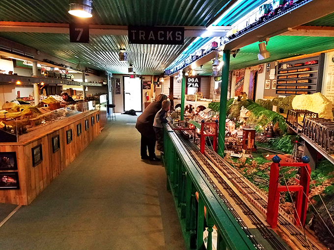 Welcome to the ultimate man cave - I mean, museum! This interior view is like peering into the dreams of every kid (and kid-at-heart) who ever loved trains.