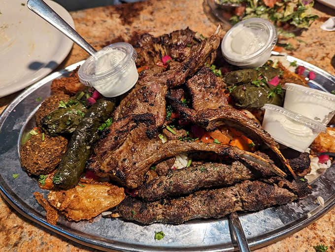 Behold the mother of all kebab platters! It's not just a meal but a feast fit for a sultan. You might need to loosen your magic carpet after this one!