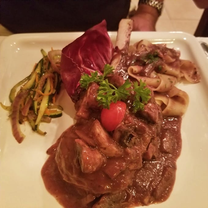 Another angle of perfection&mdash;this veal chop is the Mona Lisa of meats. Leonardo da Vinci would've painted it, but he was too busy eating.