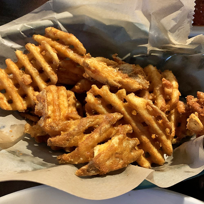 Waffle fries: because sometimes, regular fries just don't cut it. These crispy, golden beauties are the supporting actors that steal the show.