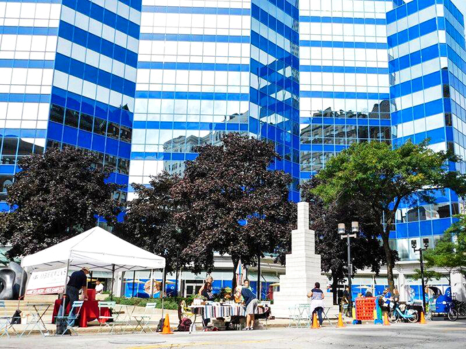 Downtown's annual makeover. Who needs stuffy galleries when you've got world-class art on your commute?