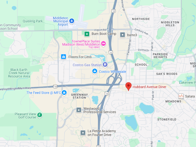 16 hubbard avenue diner, middleton map