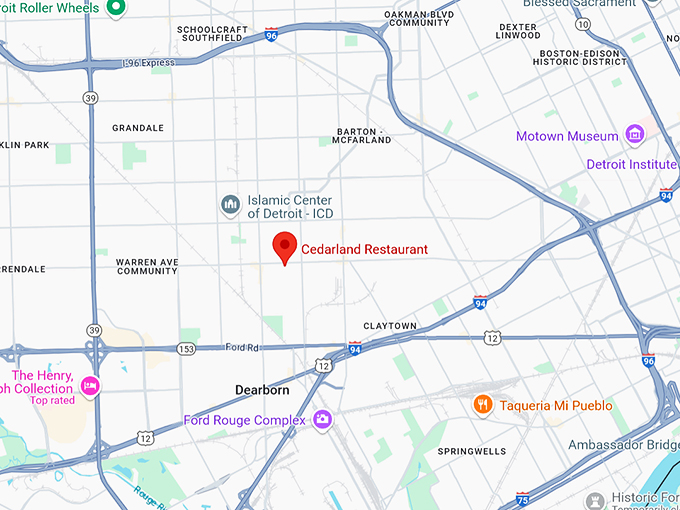 16. cedarland restaurant map