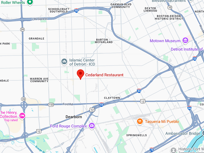 16. cedarland restaurant map