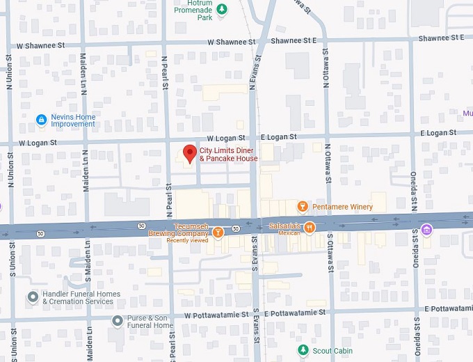 16. city limits diner and pancake house map