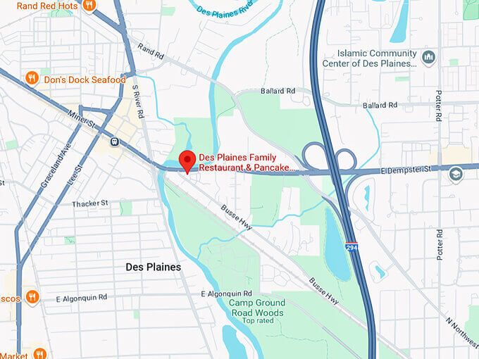 16. des plaines family restaurant map