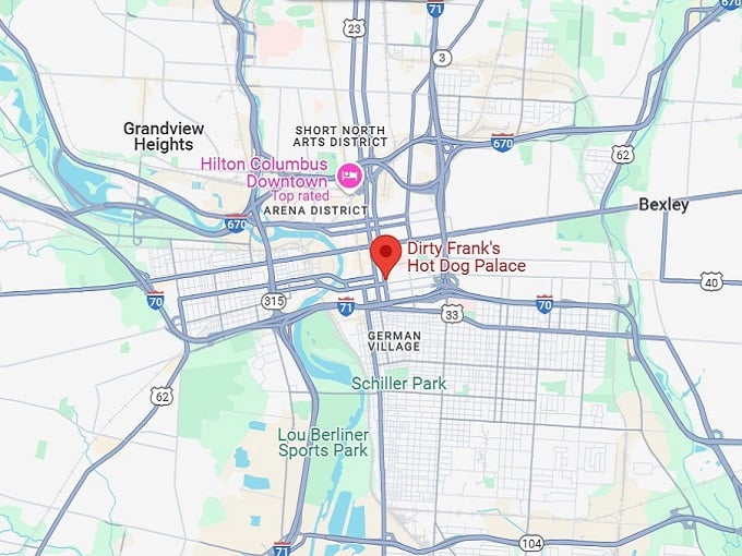 16. dirty frank's hot dog palace map