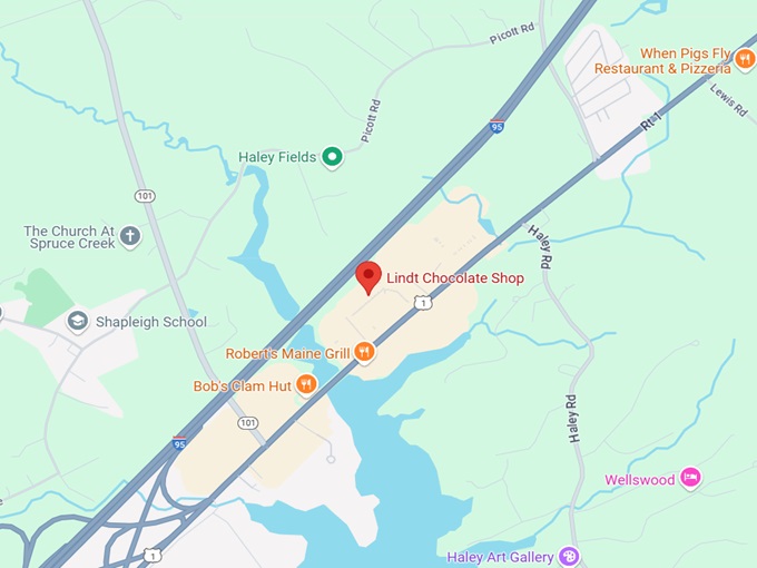 16. lindt chocolate shop, kittery map