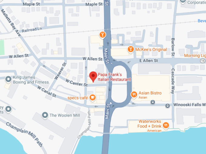 16. papa frank's italian restaurant map