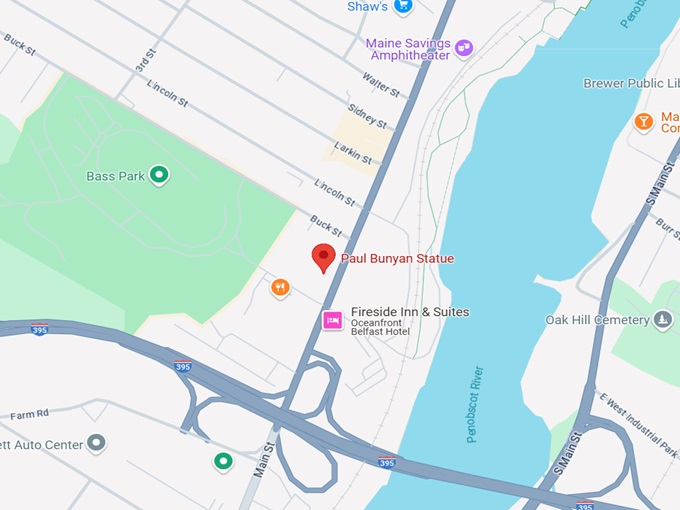 16. paul bunyan statue, bangor map