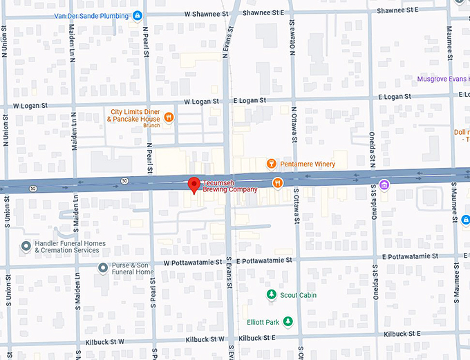 16. tecumseh brewing company map