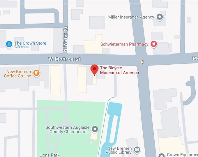 16. the bicycle museum of america map