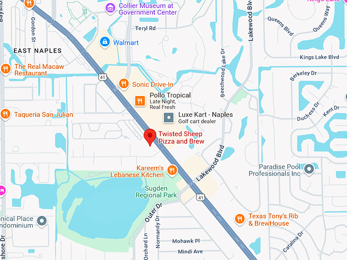16. twisted sheep pizza & brew map