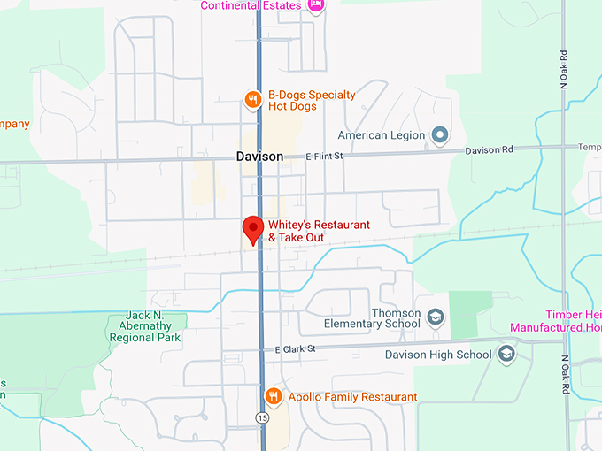 16. whitey's restaurant & take out map