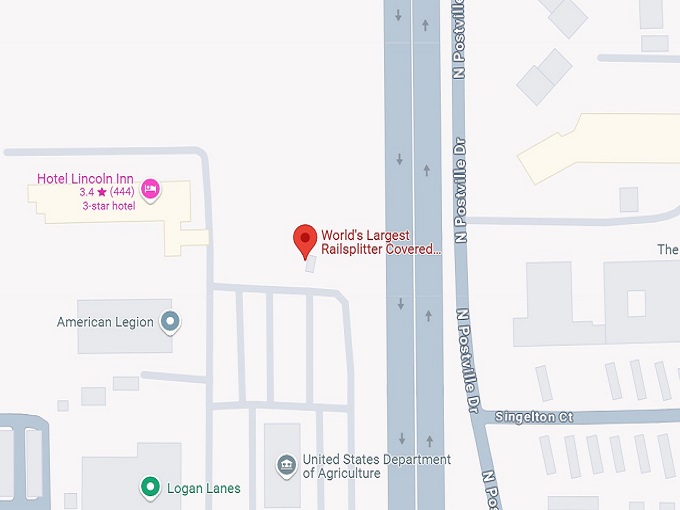 16. world's largest railsplitter covered wagon map