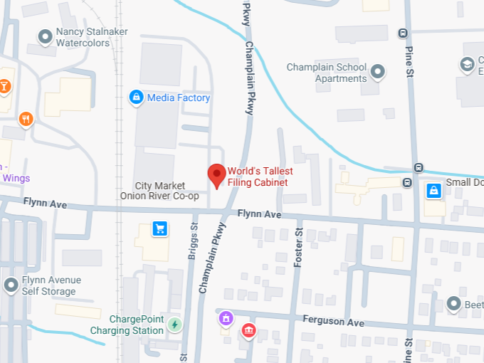 16. world's tallest filing cabinet map