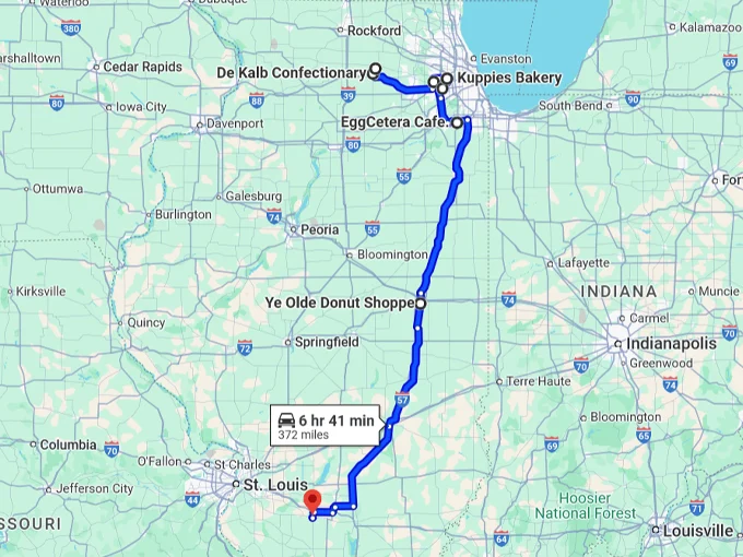 17 cafe road trip illinois map