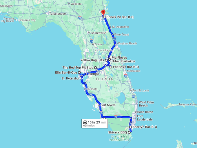 19 florida barbecue spots map