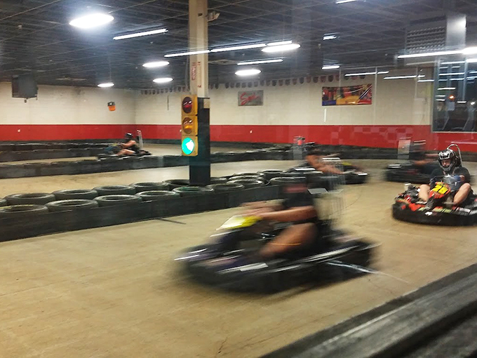 "Lights, camera, traction! The starting line at this indoor karting haven is where rubber meets road and dreams meet reality." Photo credit: Marcin Kasieczka