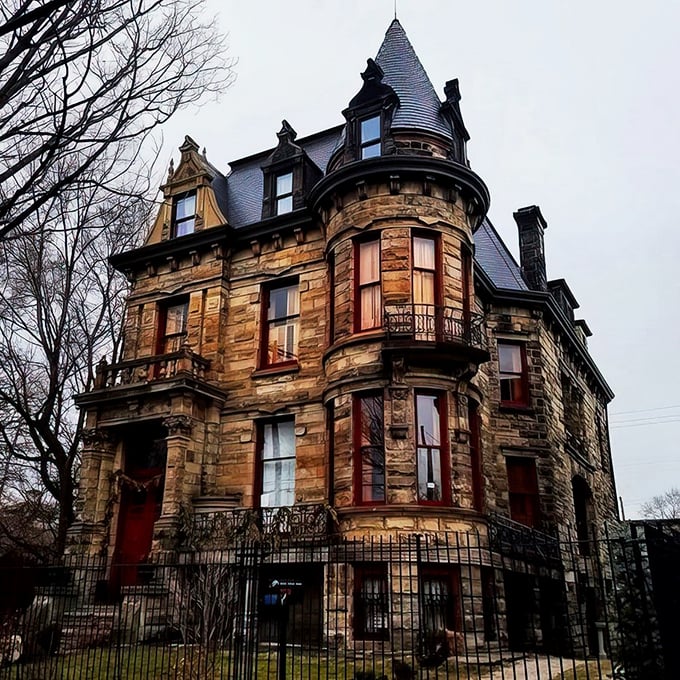 Forget McMansions&mdash;this is the real deal! Franklin Castle's imposing facade could make even the Addams Family feel right at home.