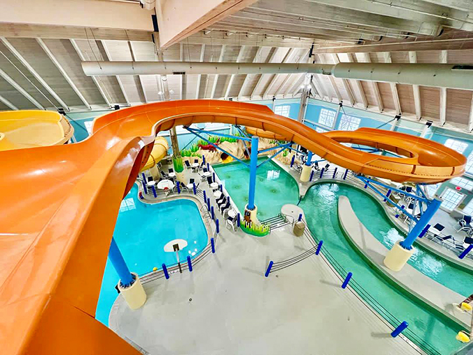 Splash into a world of aquatic wonder! This indoor oasis is like a theme park for water lovers, minus the sunburn. Photo credit: Blue Harbor Resort & Conference Center