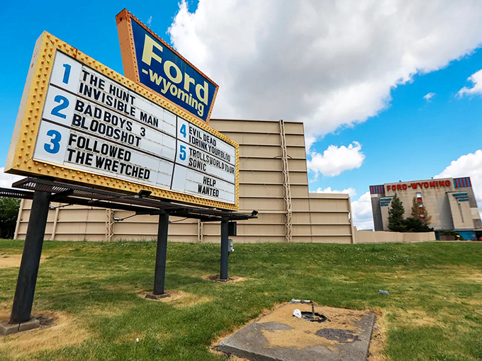 Lights, camera, nostalgia! This cinematic colossus serves up double features with a side of retro charm, all under Michigan's starry sky. Photo credit: Detroit Free Press