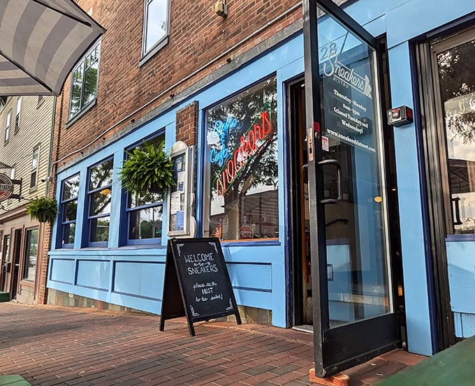 Sneakers Bistro: The diner that decided to lace up and join the cool kids. That blue exterior is brighter than a cloudless Vermont sky!