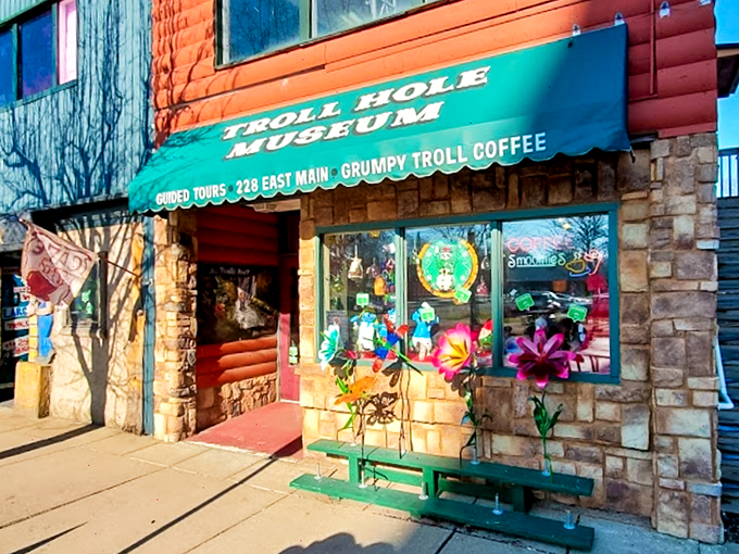 Welcome to troll paradise! This whimsical storefront promises a hair-raising adventure through nostalgia and folklore.