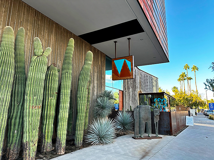 Cactus meets culture! The Museum of the West's entrance is a desert-chic gateway to the Wild West.