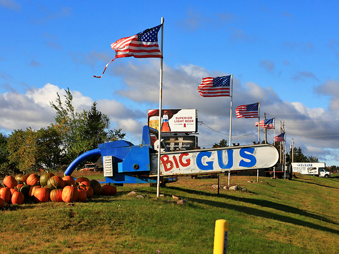 Welcome to Yooper paradise! Where "Big Gus" isn't your uncle, but a chainsaw that could slice through Paul Bunyan's breakfast. Photo credit: Spaces Archives