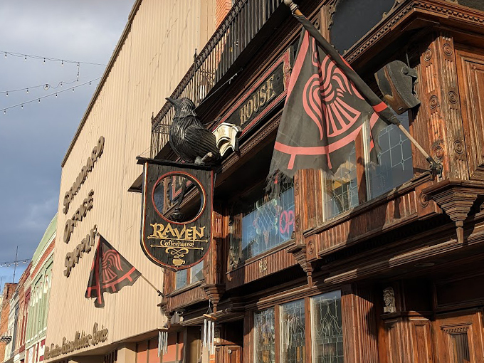 Quoth the raven, "Have some more!" This bookish caf&eacute; serves up atmosphere thicker than Dickens and coffee darker than Poe's tales. Photo credit: Hunny "Hun" Howe