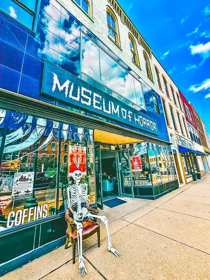 "Skeletons and coffins and witches, oh my! This museum's window display is a year-round Halloween treat." Photo credit: The Michigan Museum of Horror