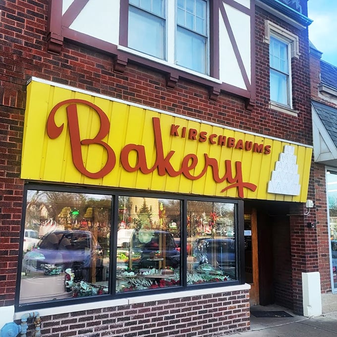 Brick and mortar meets sugar and spice. Kirschbaum's Bakery: the Fort Knox of frosted delights, guarding a treasure trove of temptation.