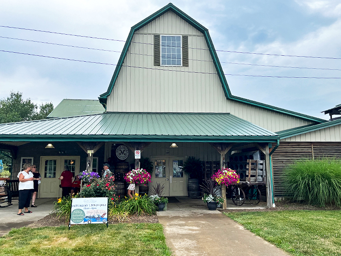 Flower power meets grape greatness. This porch is the perfect spot for a glass and some good old-fashioned people-watching.