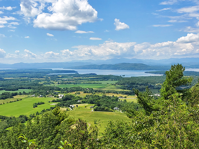 Lake Champlain spreads out like nature's screensaver. No computer required for this desktop beauty.