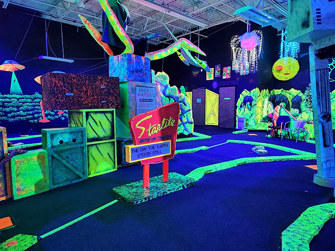 Holy hole-in-one, Batman! This mini-golf castle looks like it was designed by a five-year-old with an unlimited crayon budget. Photo credit: Ashley Shafer