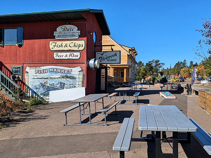 Picnic tables and wildflowers set the scene for a fish fry that'll make you contemplate a career change to lighthouse keeper. Photo credit: Lindsey Hiner