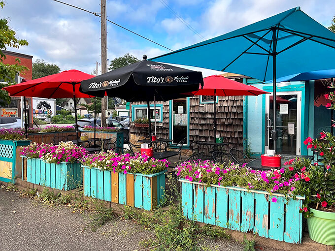Flower power meets flavor fiesta! Victor's patio is so colorful, you might need sunglasses for your taste buds.